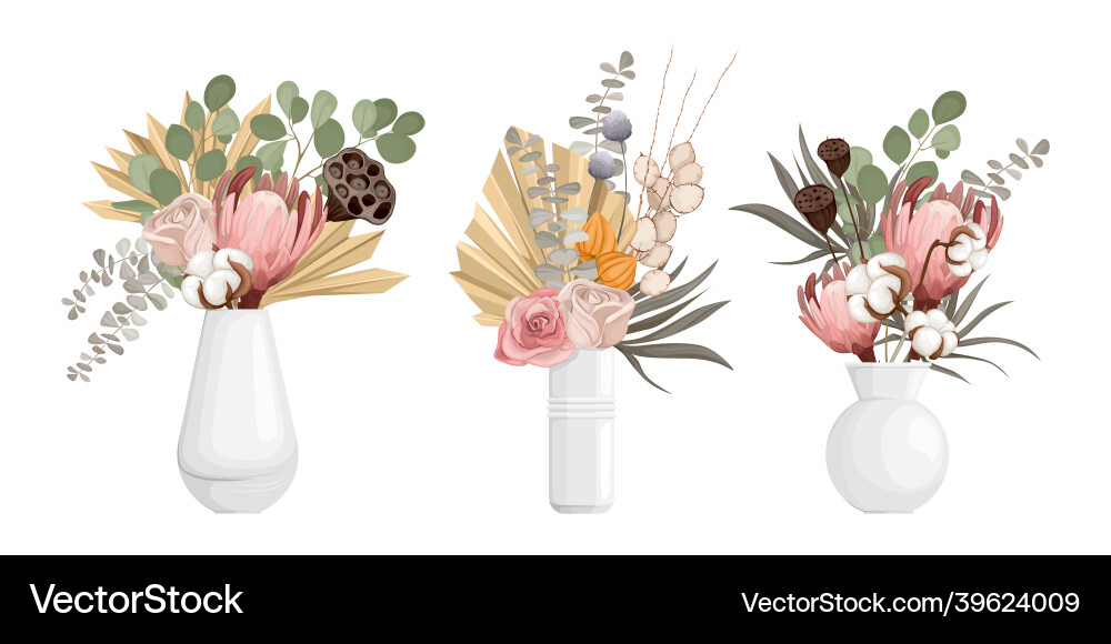 Flower bunch set collection Royalty Free Vector Image