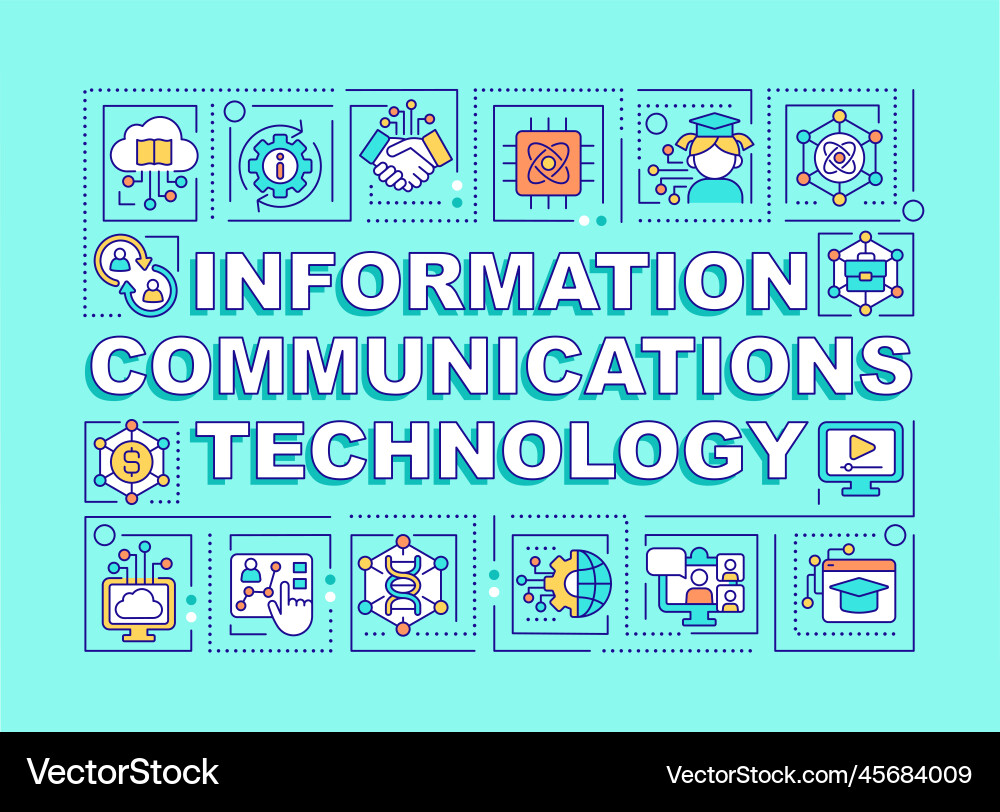 Information communication technology word Vector Image