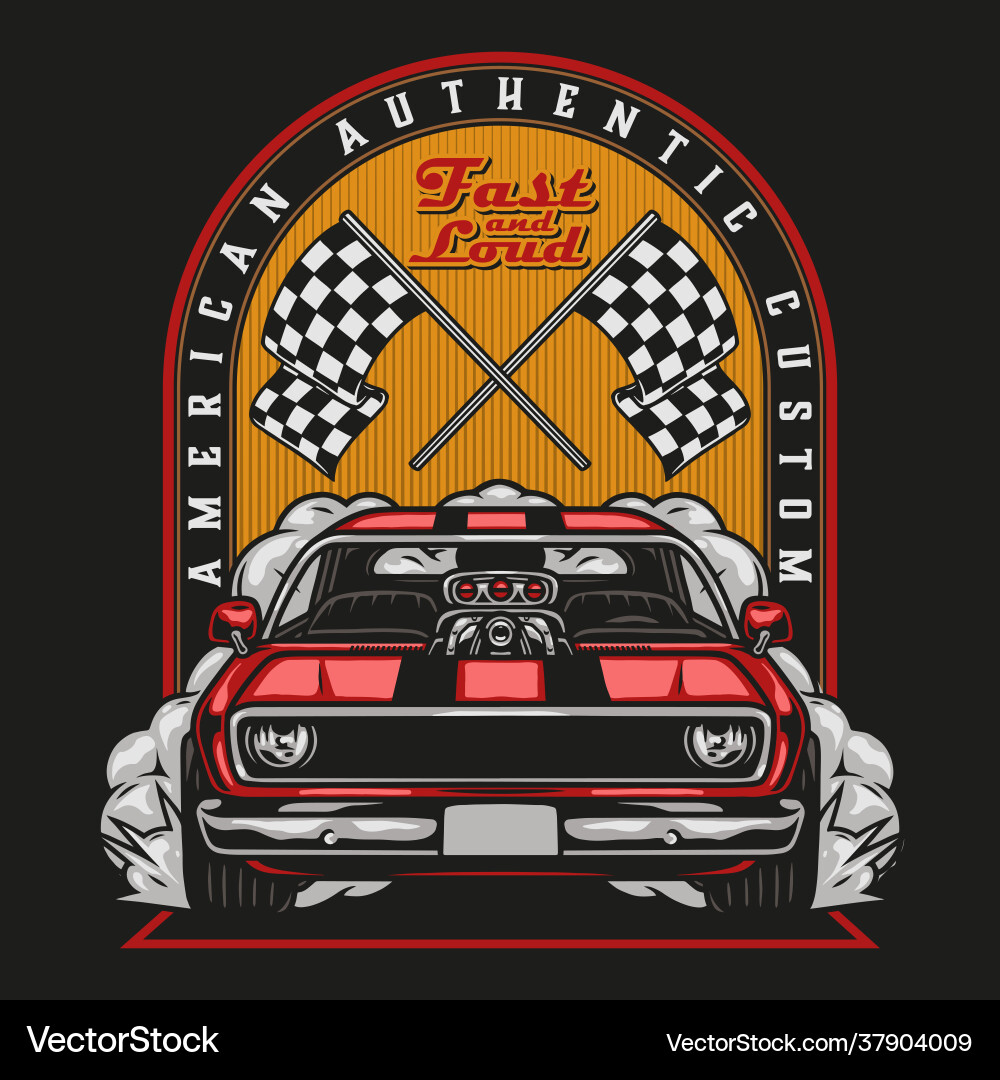 Retro Muscle Car Racing Label Royalty Free Vector Image