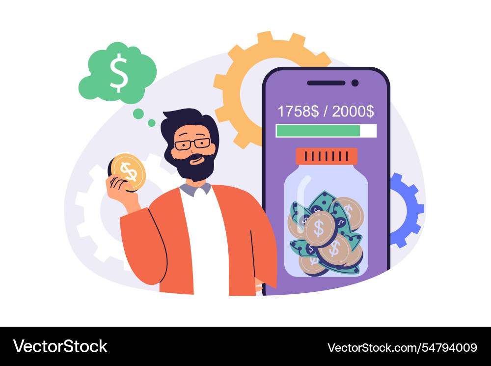 Saving money web concept with flat cartoon people Vector Image
