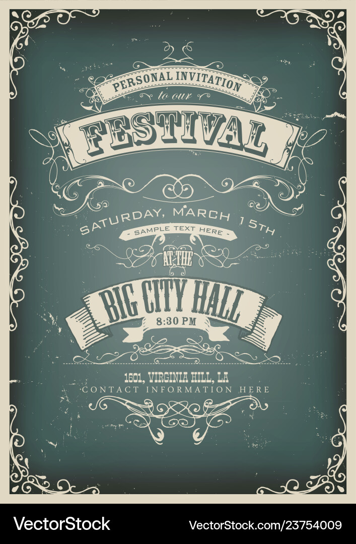 Vintage design invitation poster Royalty Free Vector Image