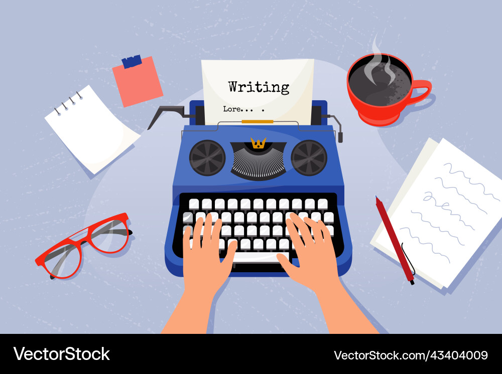Woman Writing at Desk Royalty Free Vector Image