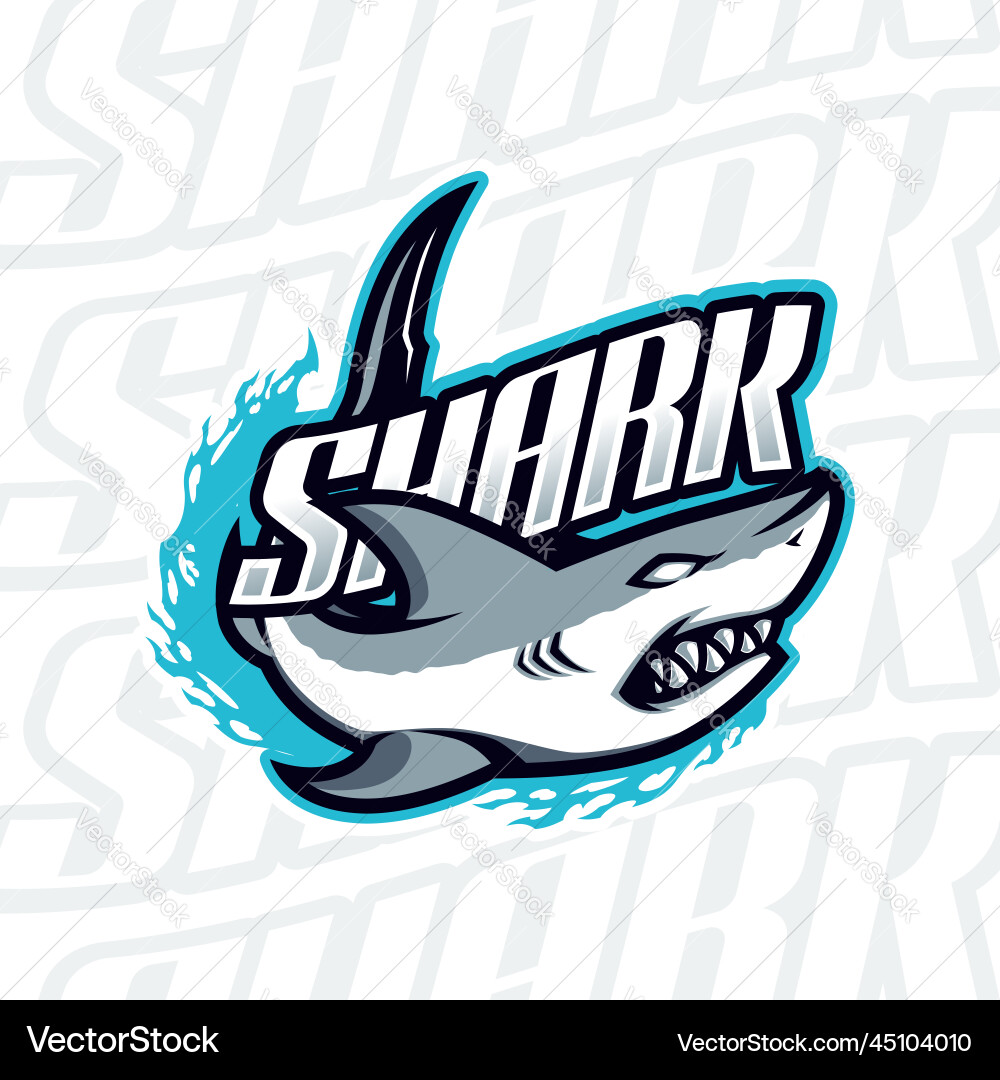 Angry great white shark attack mascot Royalty Free Vector