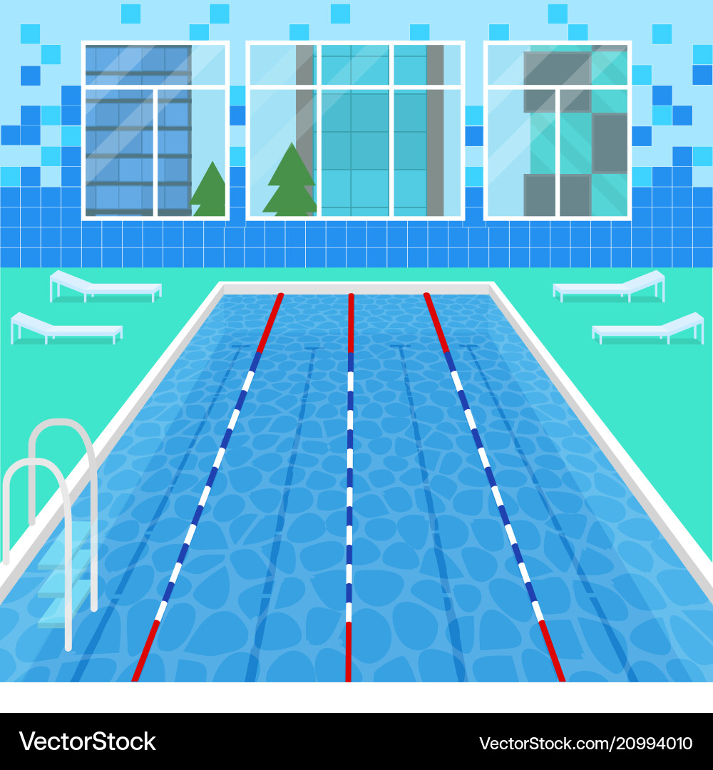 Cartoon swimming pool interior card poster Vector Image