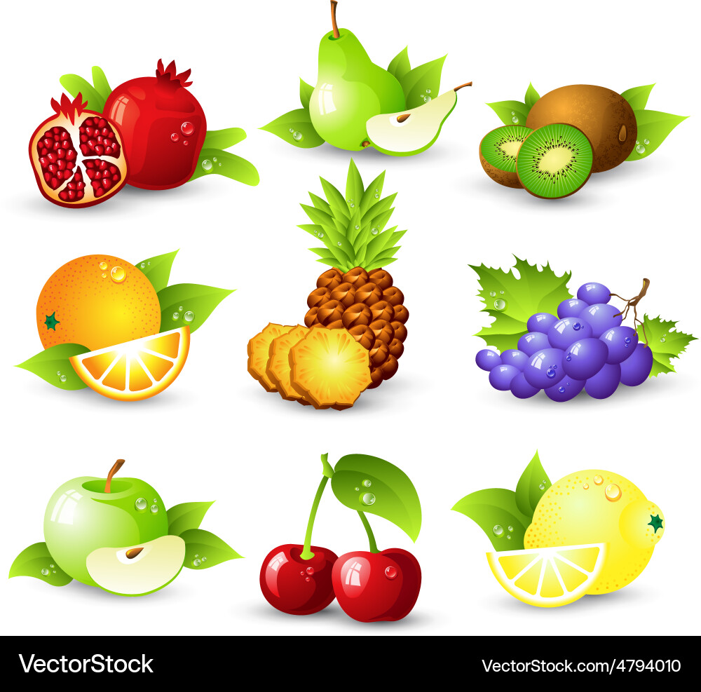 Fruit icon set Royalty Free Vector Image - VectorStock