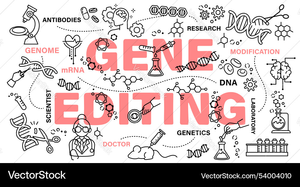 Gene editing biotechnology and genetic Royalty Free Vector