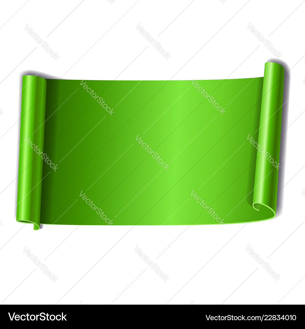 Green scroll isolated on white background paper Vector Image