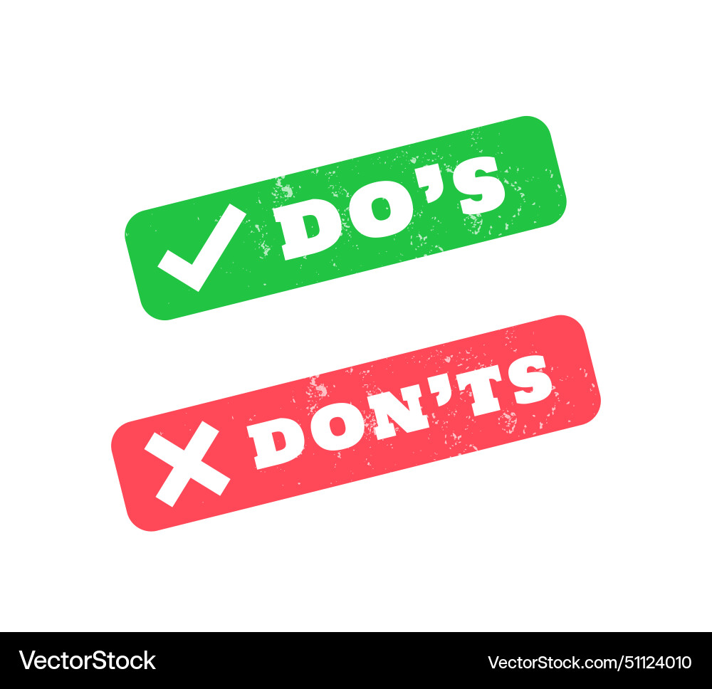 Grungy style do and donts check mark sign design Vector Image