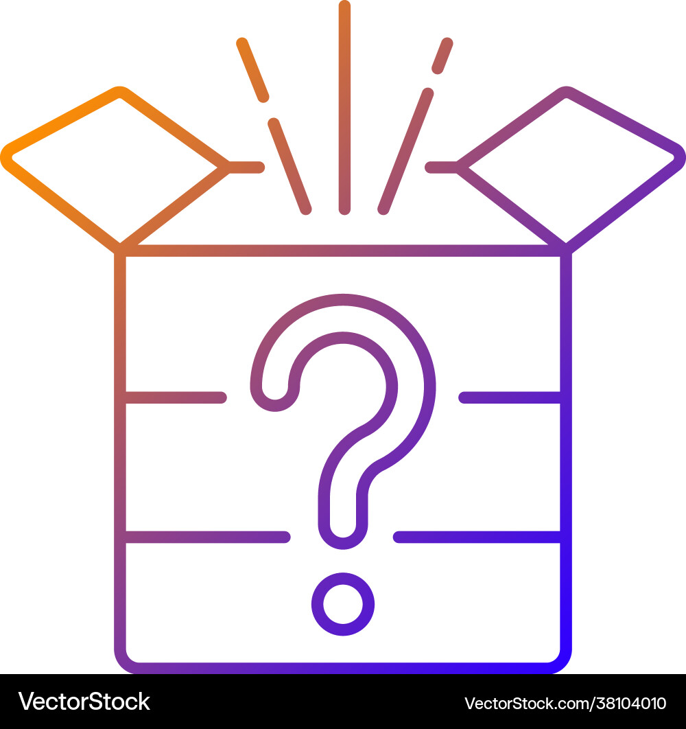 Mystery box gradient linear icon Royalty Free Vector Image