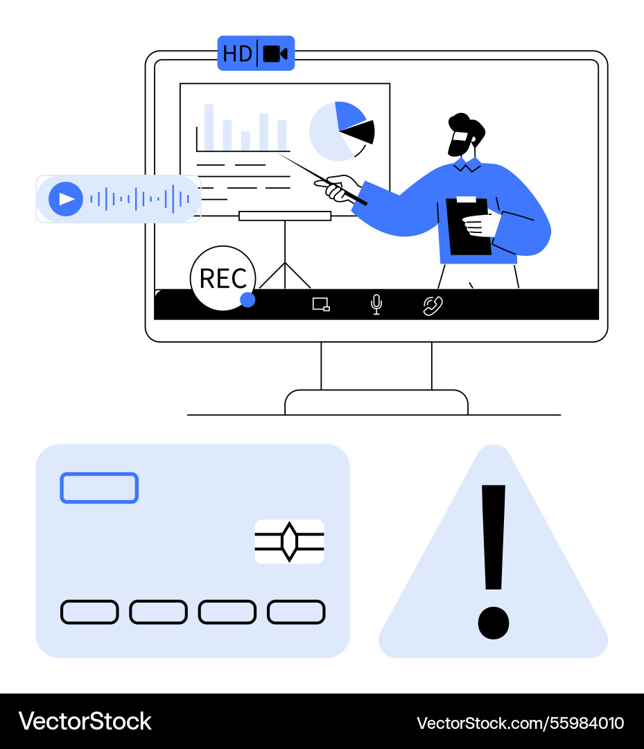 Online presentation with video conferencing tools Vector Image