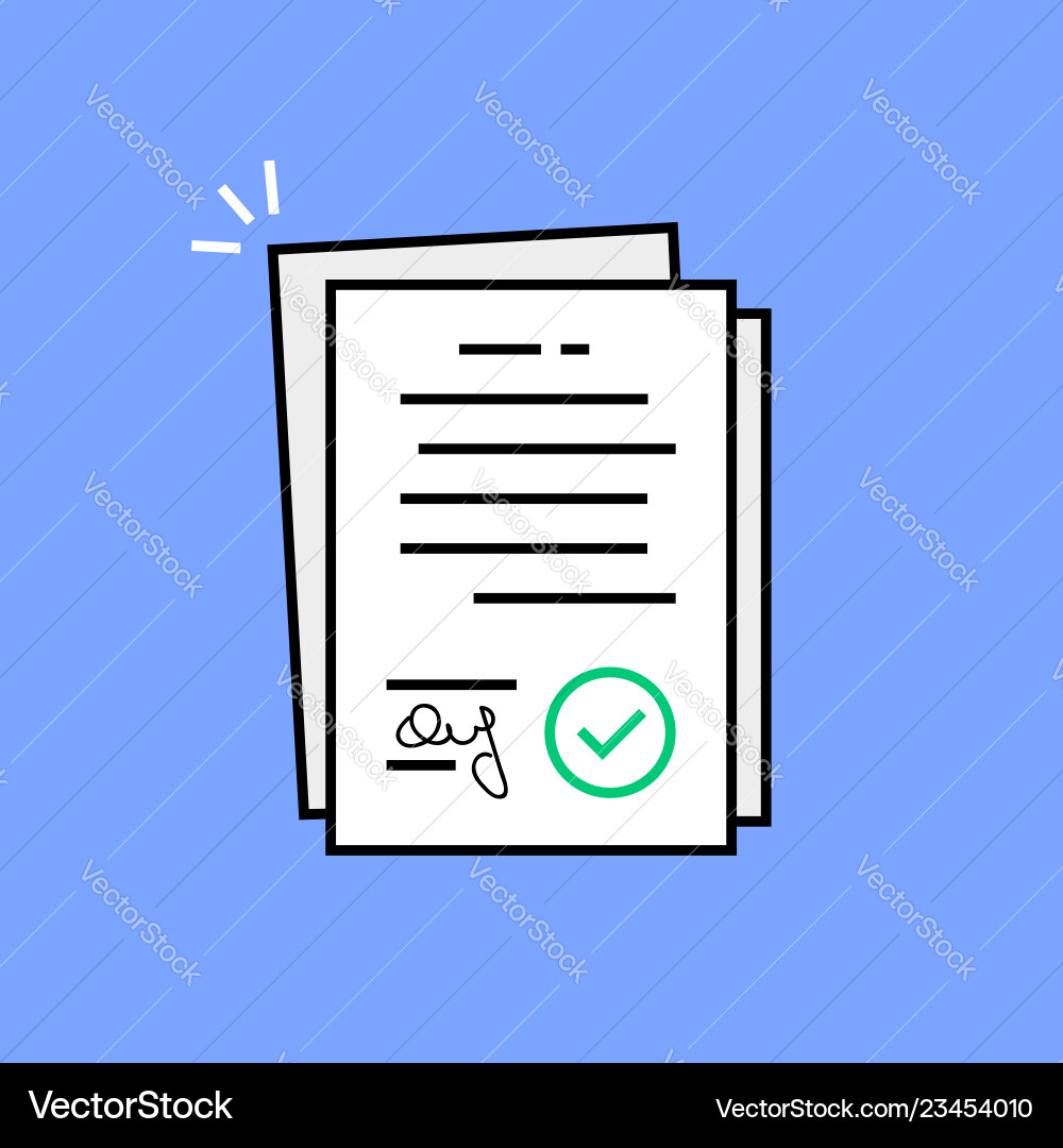 Pile of contract linear document Royalty Free Vector Image