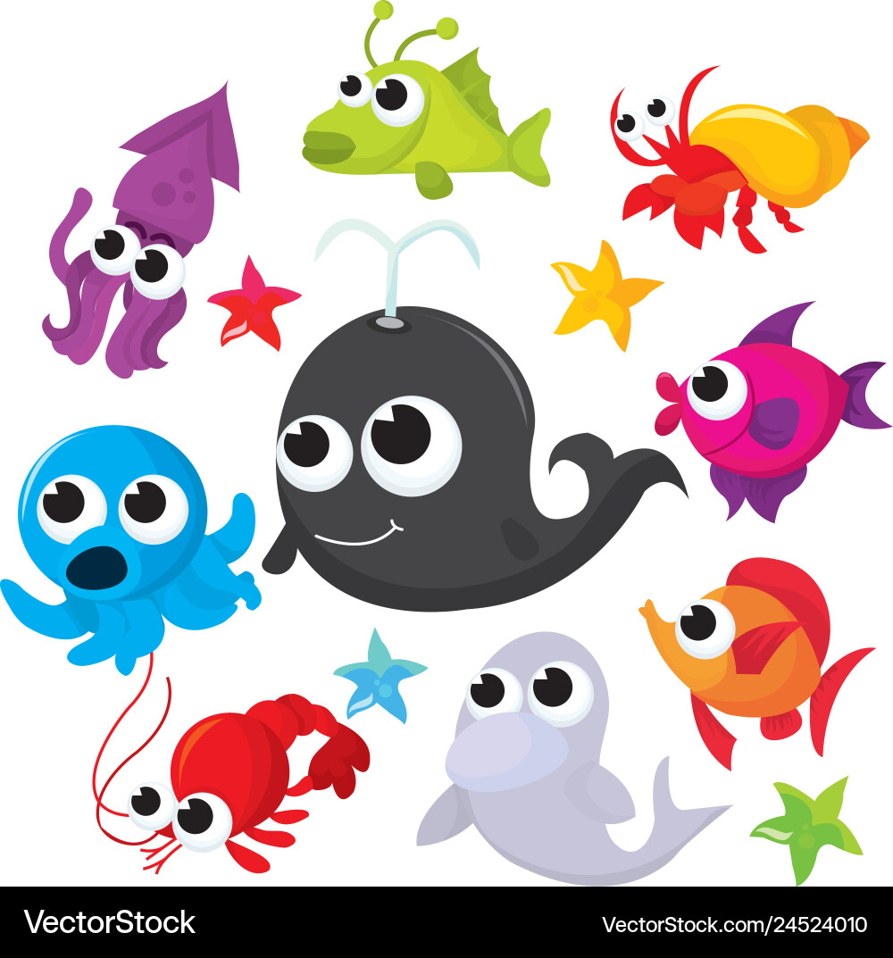 Sea creatures Royalty Free Vector Image - VectorStock