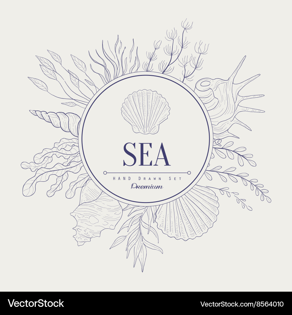 Sea vintage sketch Royalty Free Vector Image - VectorStock