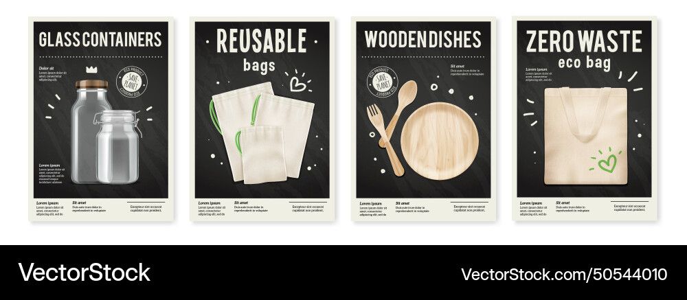 Zero waste poster set Royalty Free Vector Image