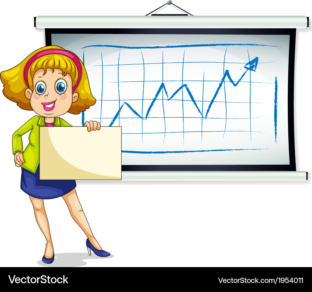 A lady holding an empty paper in front Royalty Free Vector