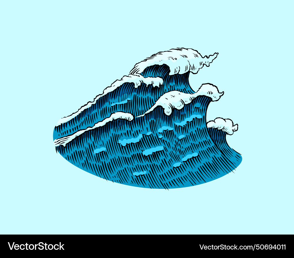 Atlantic tidal waves vintage old engraved hand Vector Image