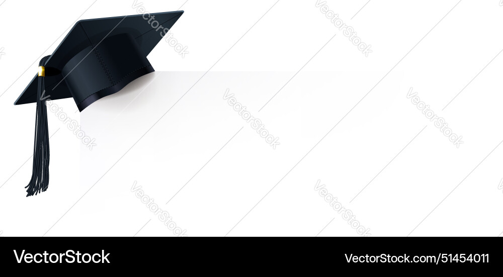 Blank horizontal banner with graduate cap Vector Image
