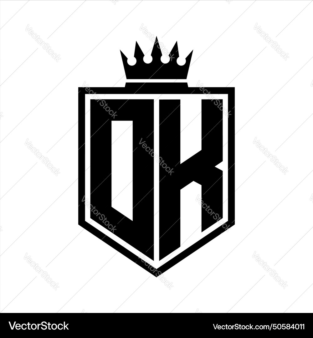 Dk logo monogram bold shield geometric shape Vector Image