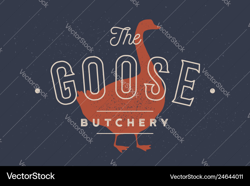 Goose logo with silhouette text Royalty Free Vector Image
