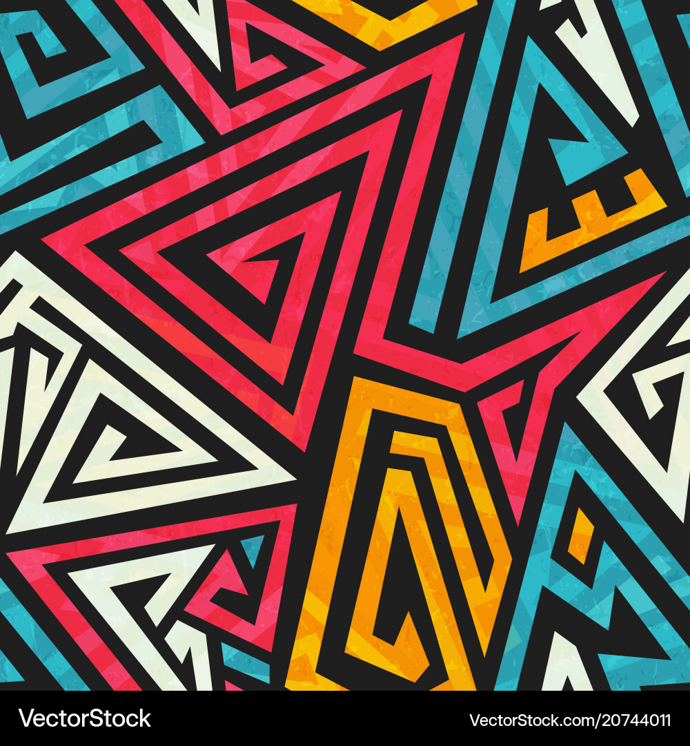Graffiti geometric seamless pattern Royalty Free Vector