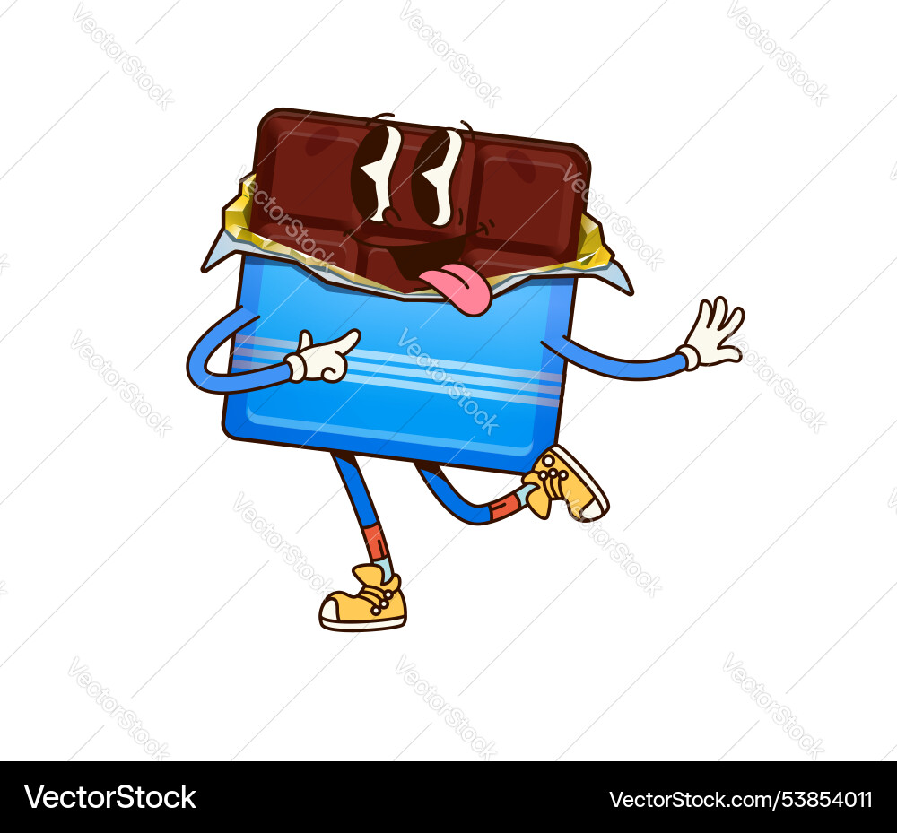Groovy chocolate bar dessert candy retro character