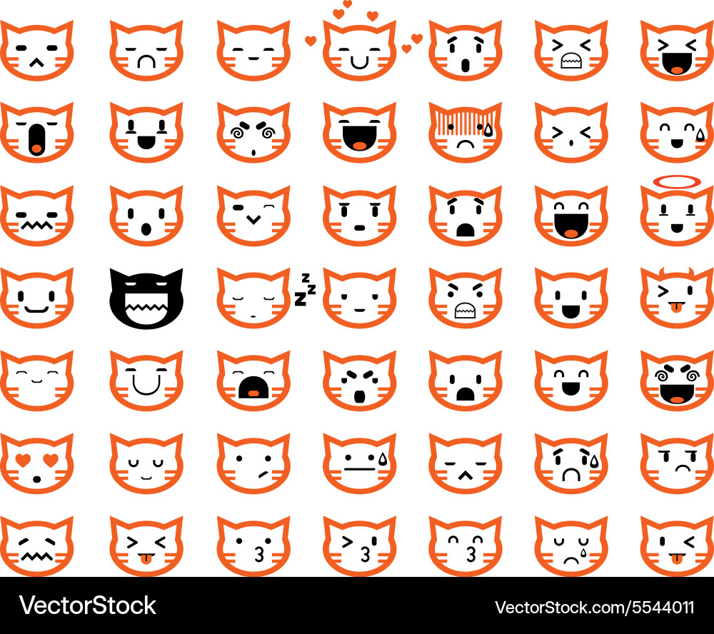 Icons of smiley cat faces Royalty Free Vector Image