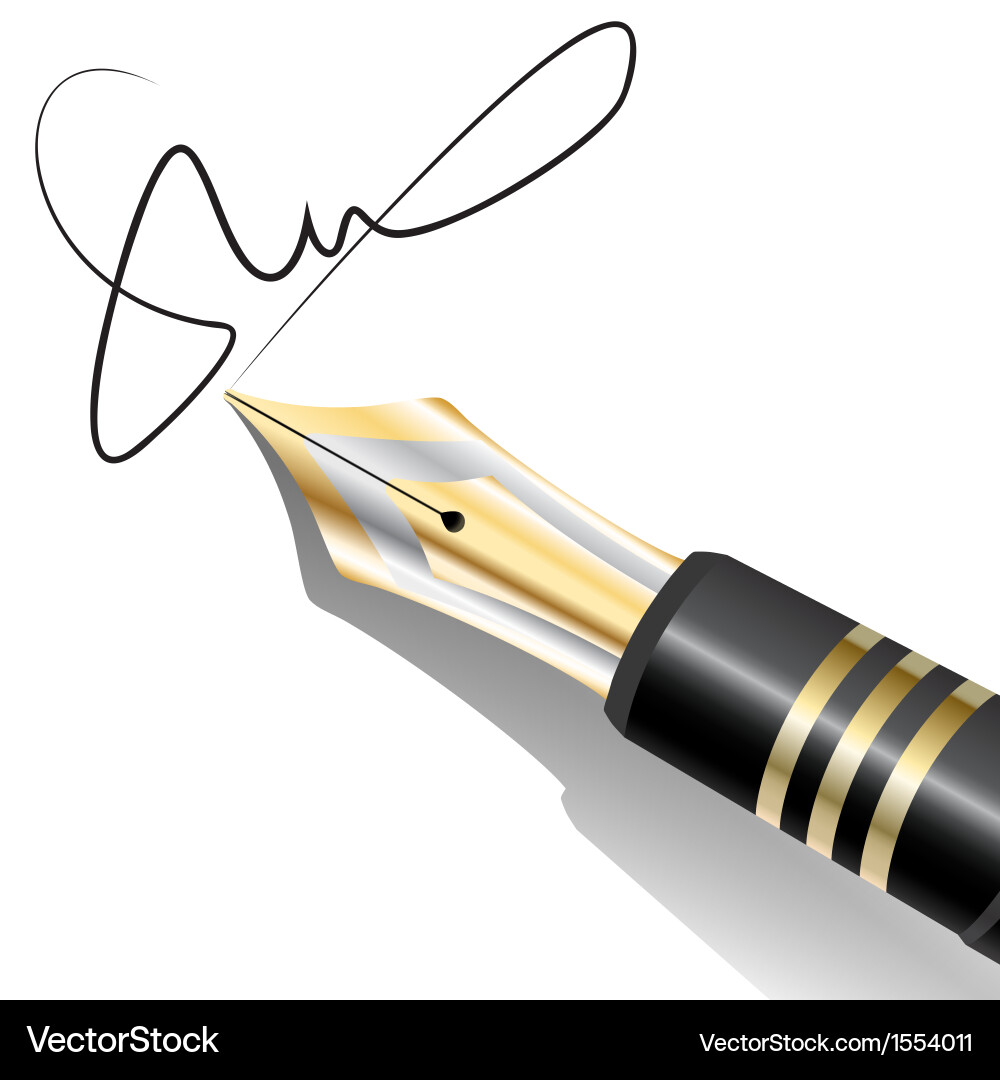 Ink pen signature Royalty Free Vector Image - VectorStock