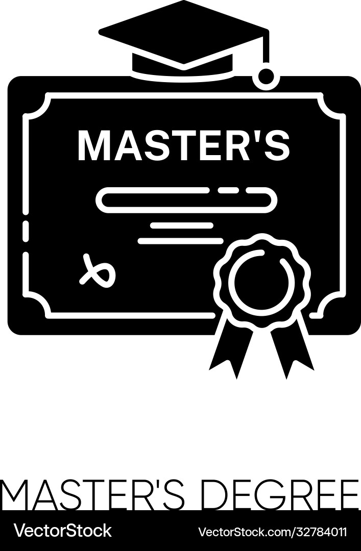 Masters degree black glyph icon Royalty Free Vector Image