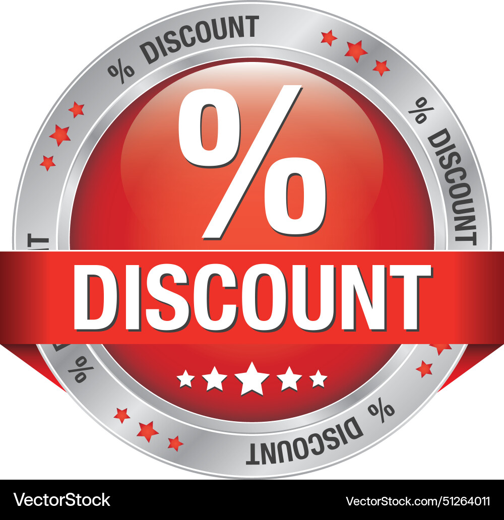 Percent discount red button Royalty Free Vector Image