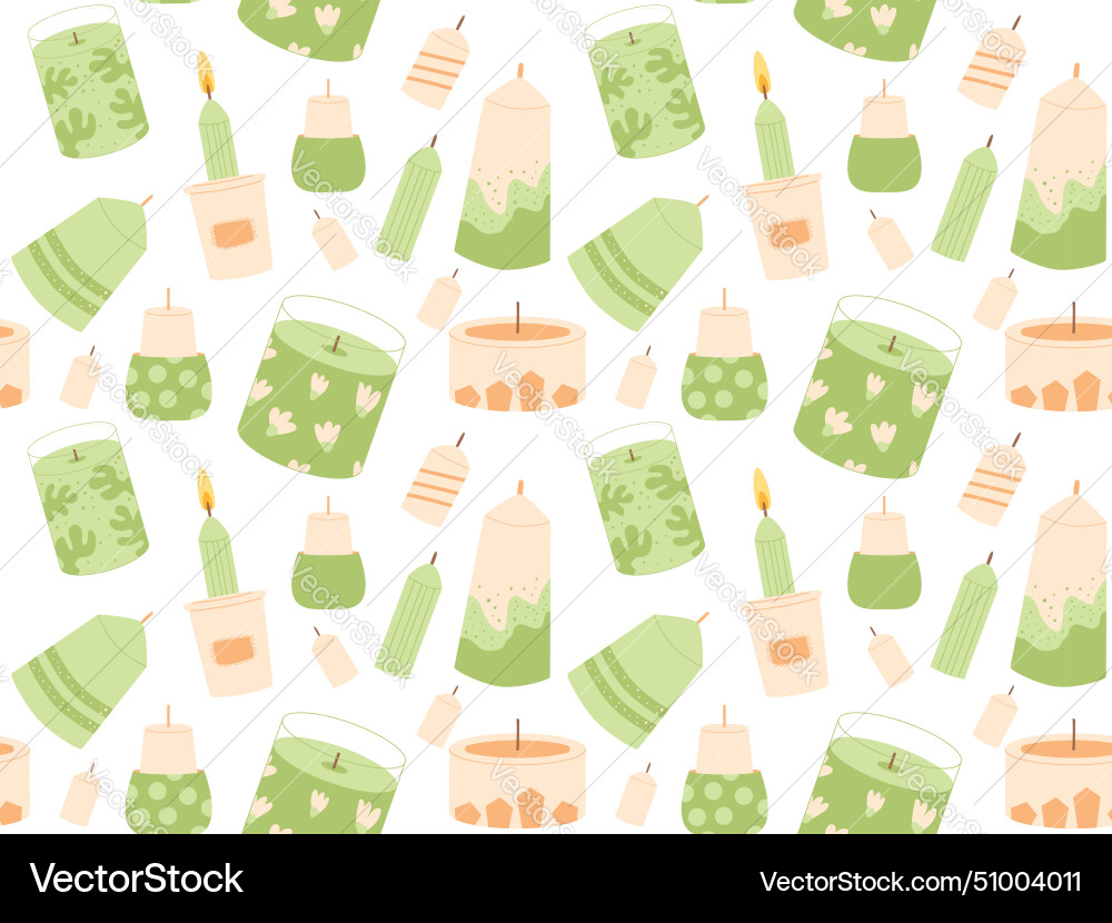 Scented candles seamless pattern different aroma Vector Image