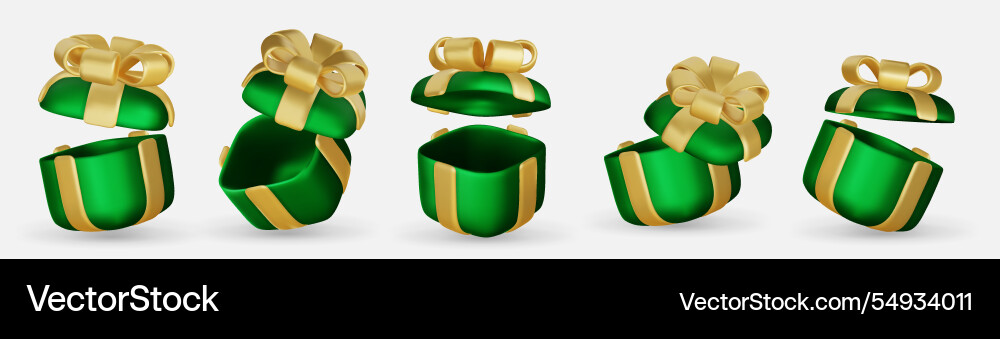 Set of realistic 3d render gift boxes green Vector Image