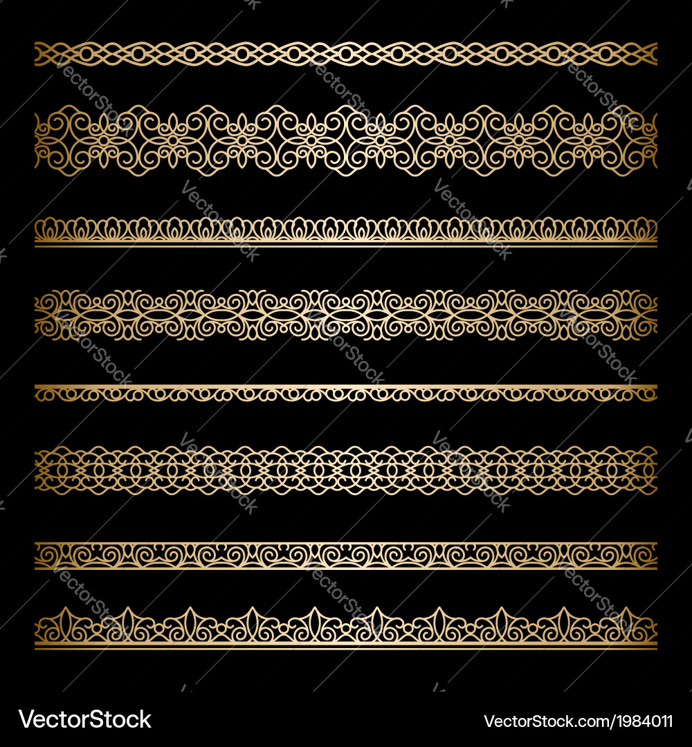 Vintage Gold Border Set Royalty Free Vector Image
