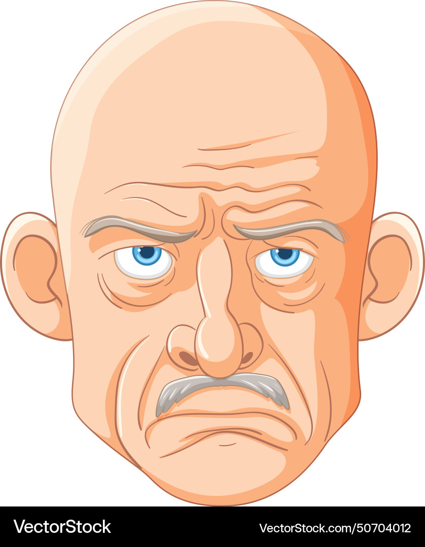 A bald man with frown Royalty Free Vector Image