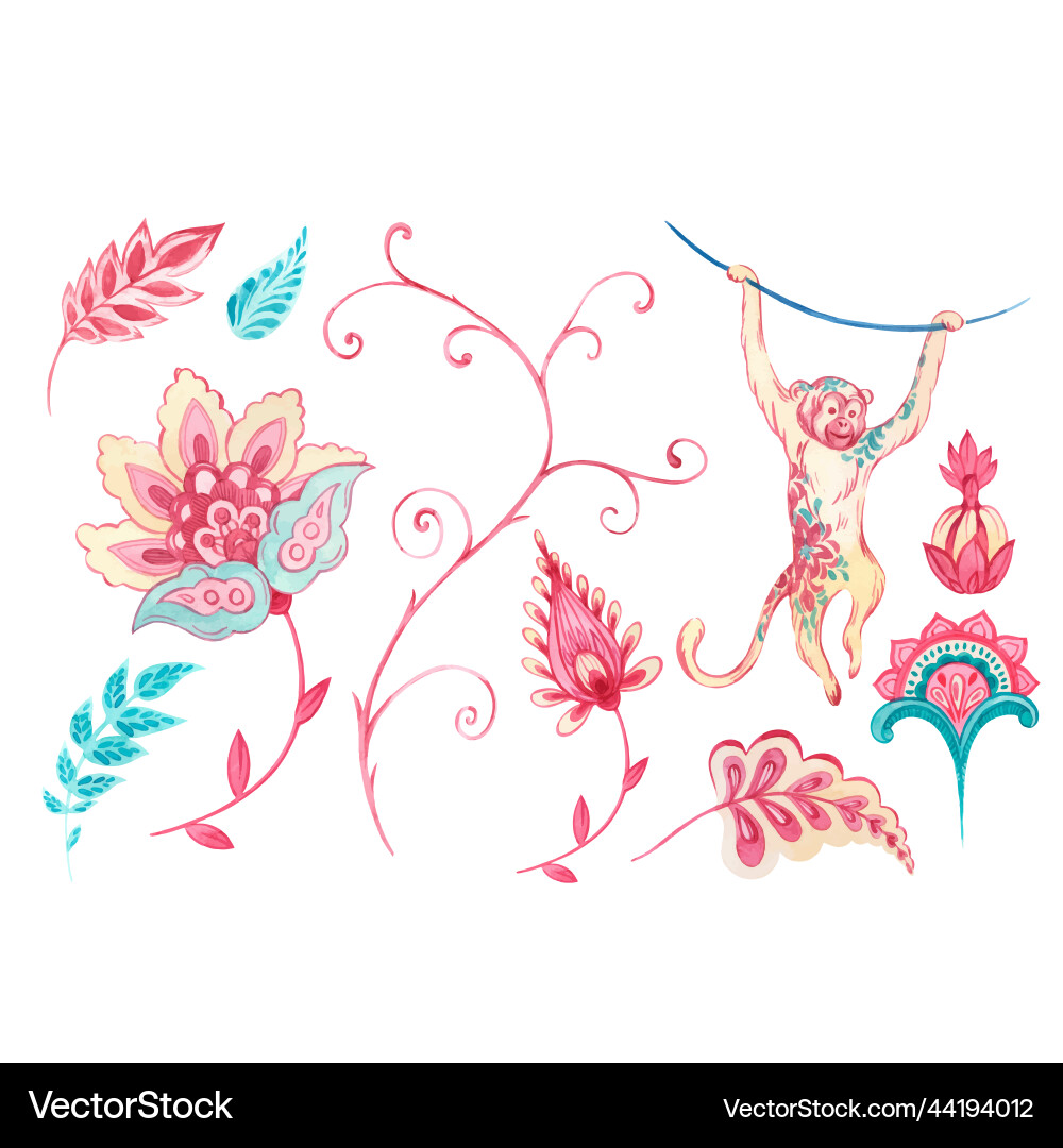 Beautiful set with watercolor hand drawn Vector Image