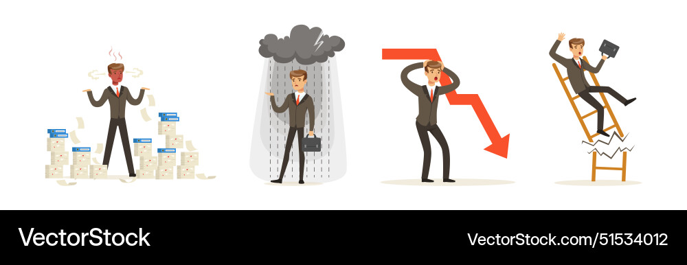 Business man character fail suffering loss Vector Image