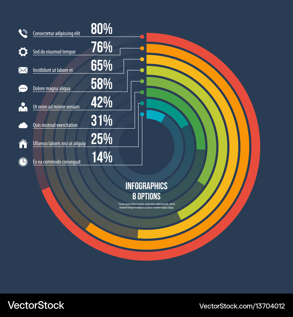 Circle informative infographic template 8 options Vector Image