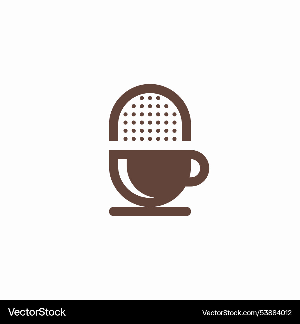 Coffee podcast logo with cup and microphone Vector Image