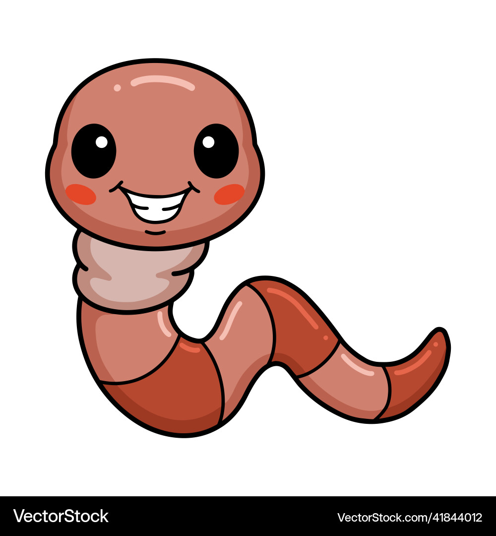 Cute little worm cartoon character Royalty Free Vector Image