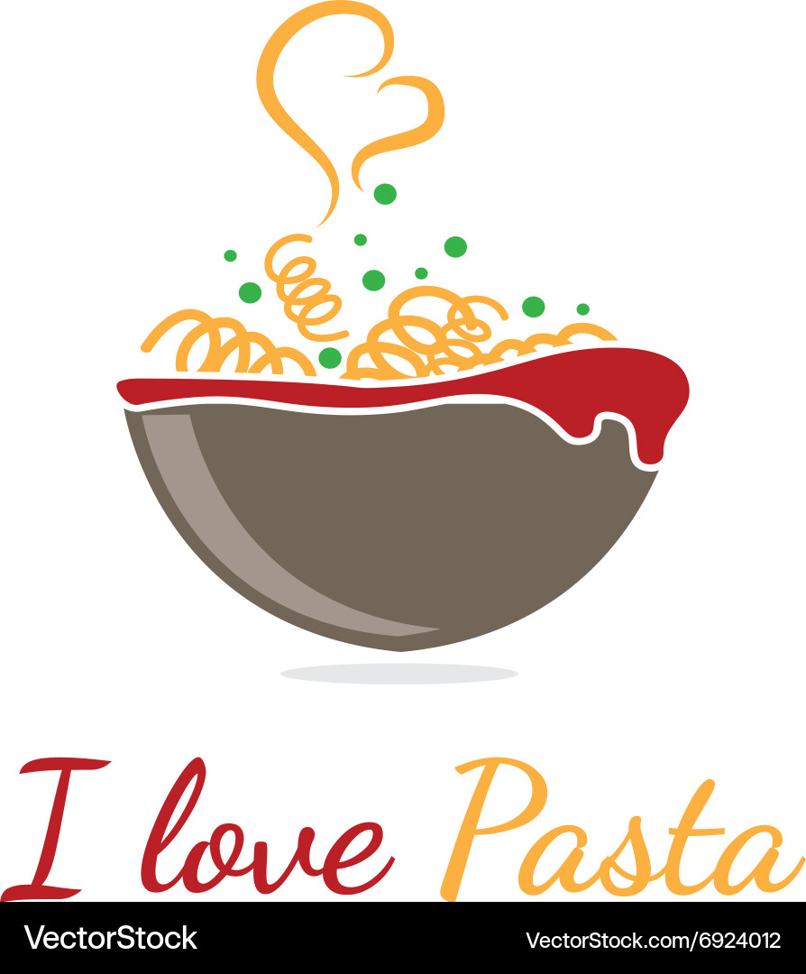 Logo template pasta in bowl Royalty Free Vector Image