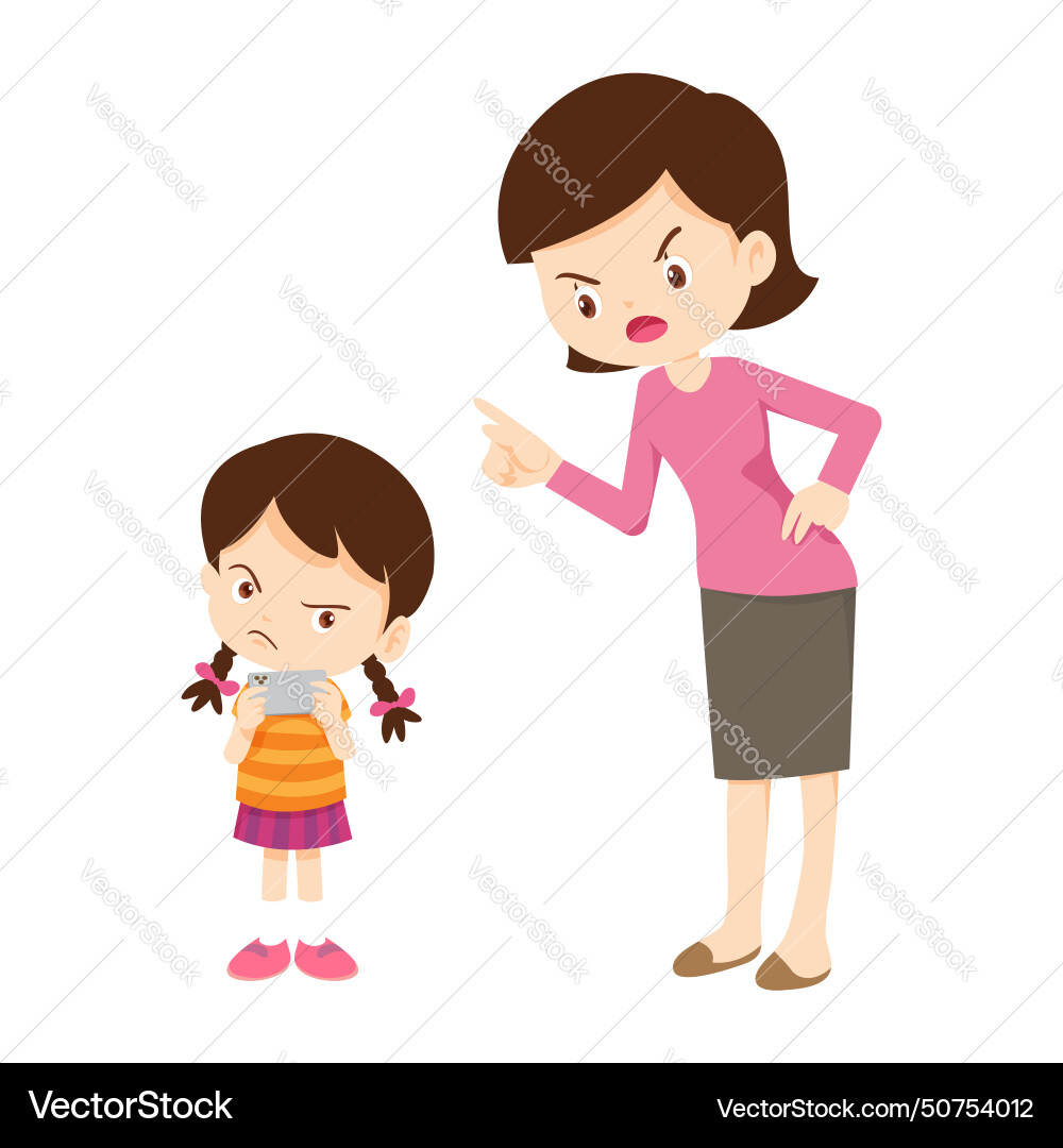 Parent angry to kid addicted phone Royalty Free Vector Image