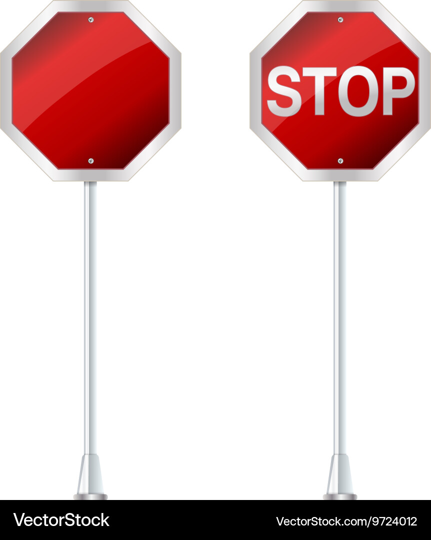 Red Stop Sign Isolated on White Background Vector Image