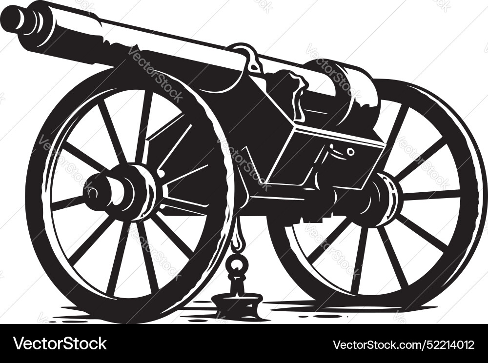 Tactical elegance black cannon firearm emblematic Vector Image