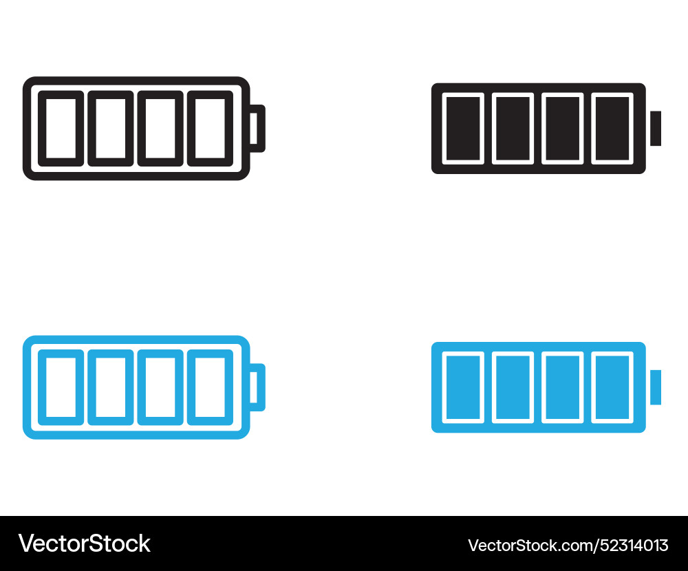 Battery icon black and white outline sign Vector Image