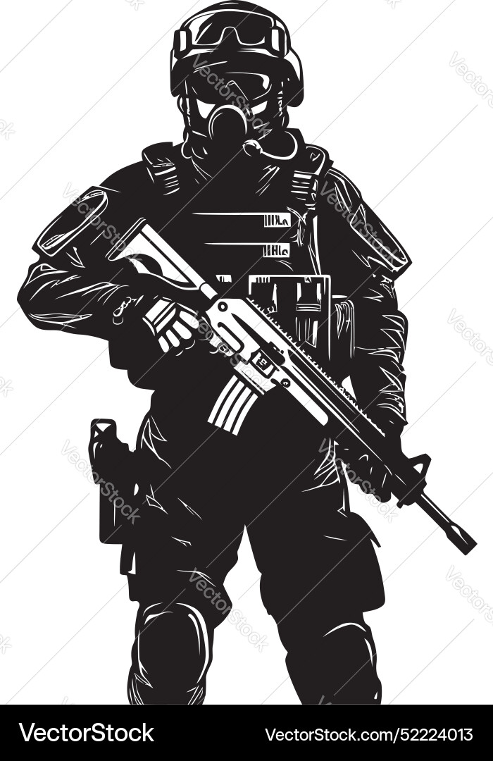 Dynamic defense monochromatic swat police Vector Image