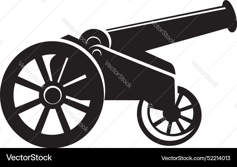Dynamic warfare black cannon iconic design Vector Image