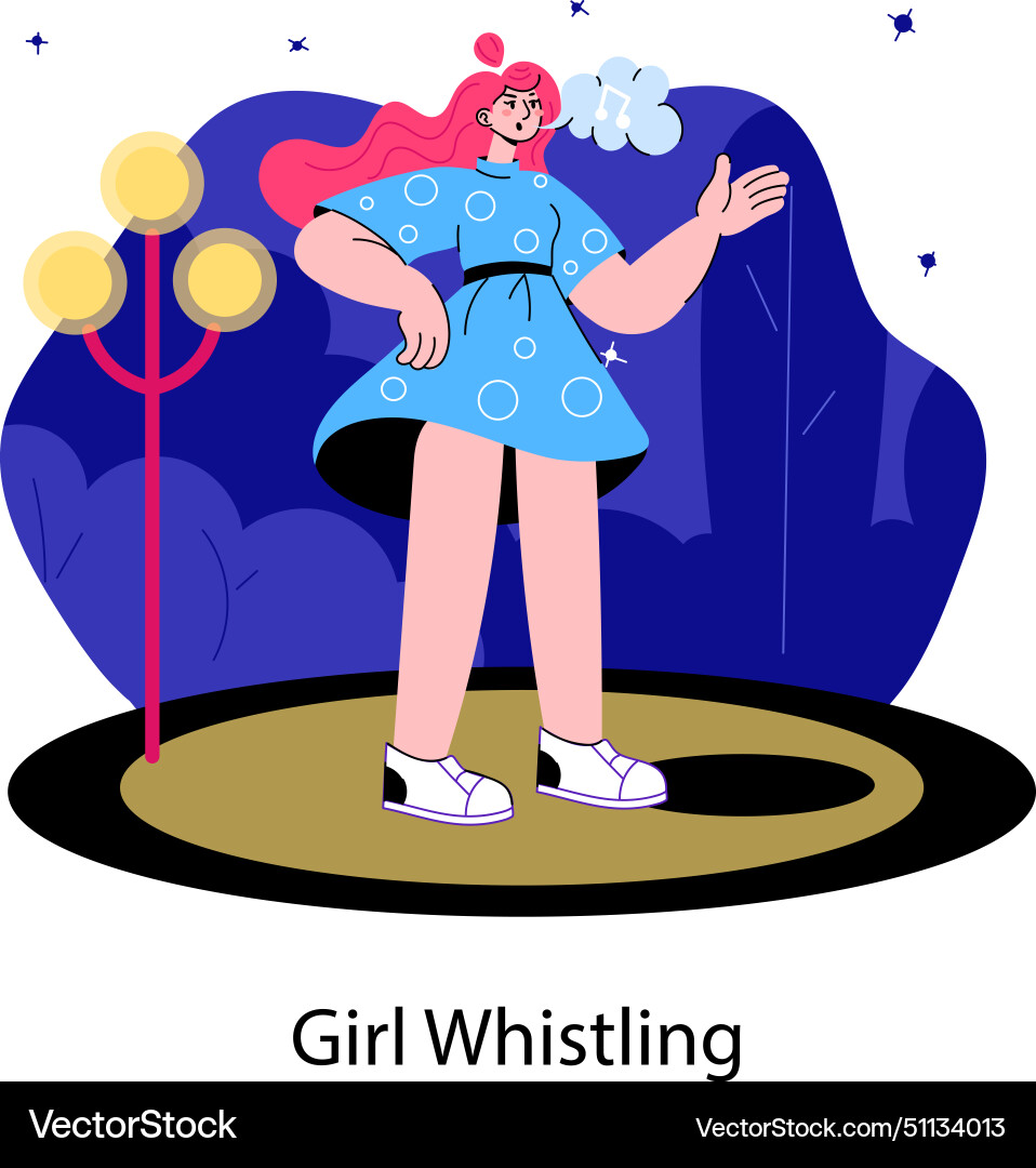 Girl whistling Royalty Free Vector Image - VectorStock