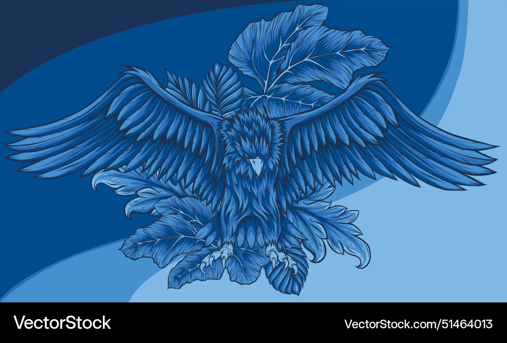 Heagle with leaves on white Royalty Free Vector Image