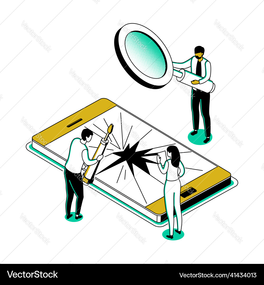 Mobile repair service - modern line isometry Vector Image