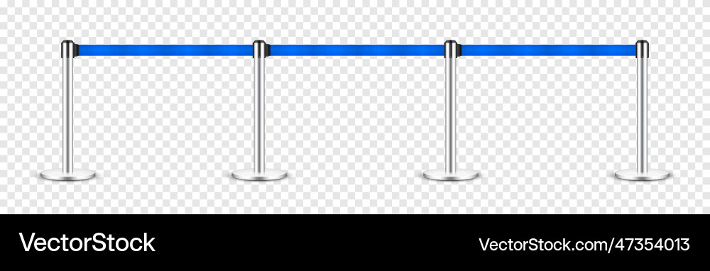Realistic blue retractable belt stanchion crowd Vector Image