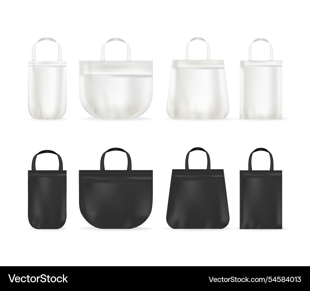 Realistic detailed 3d tote canvas bags set Vector Image